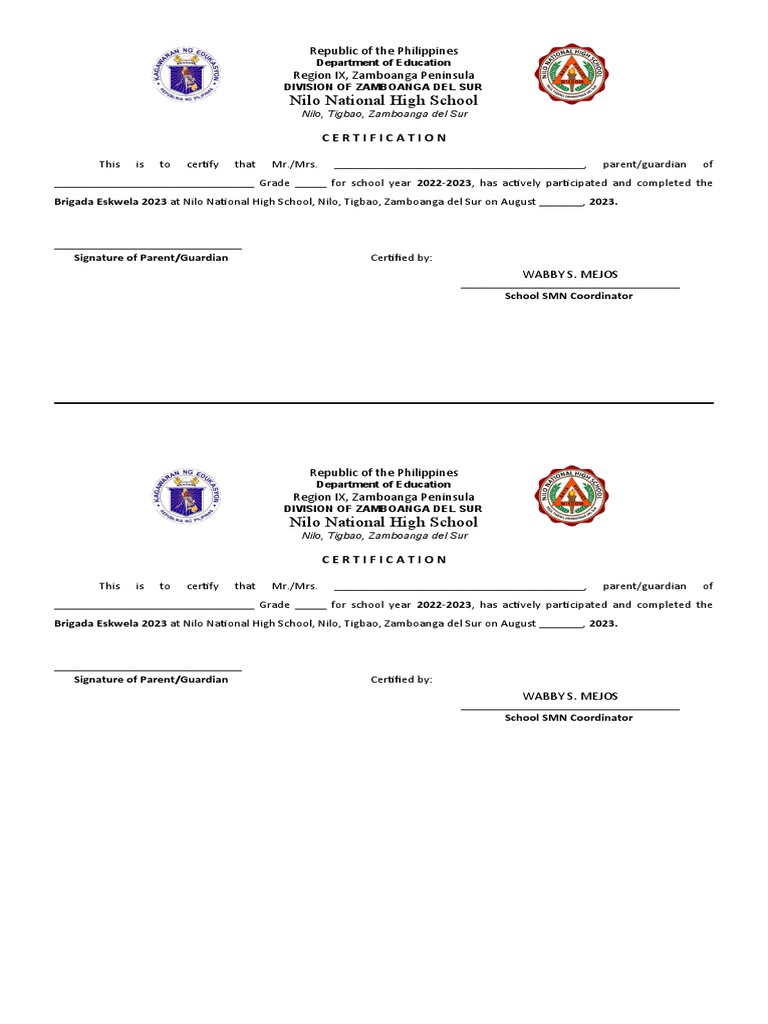 Certificate Brigada 2023 | PDF