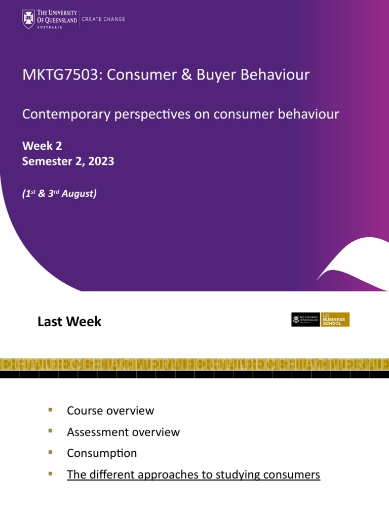 Week 2 - Contemporary Perspectives | PDF | Consumer Behaviour | Experience
