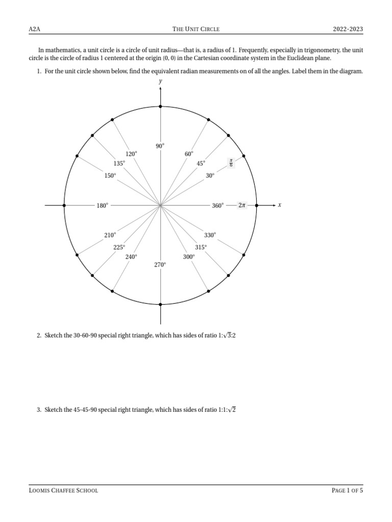Unit Circle | PDF | Circle | Triangle Unit Circle | PDF | Circle | Triangle
