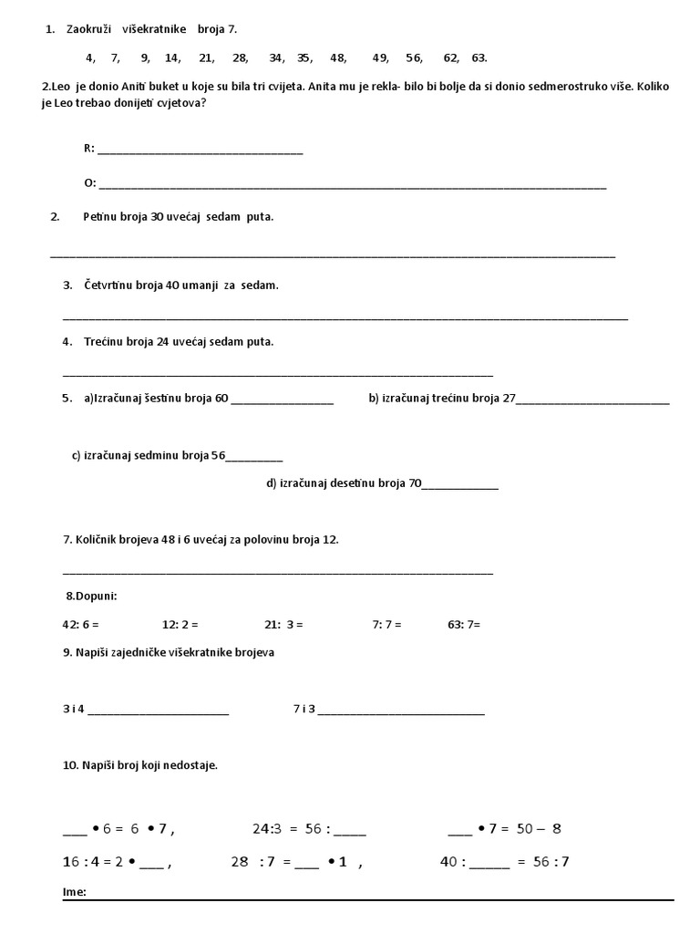 Mnozenje sa 7ANA | PDF