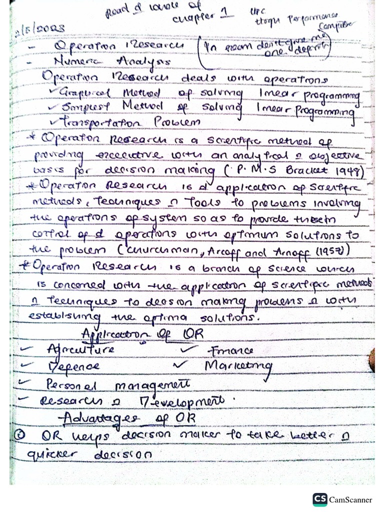 CSC 311 Formerly Operation Research Note | PDF