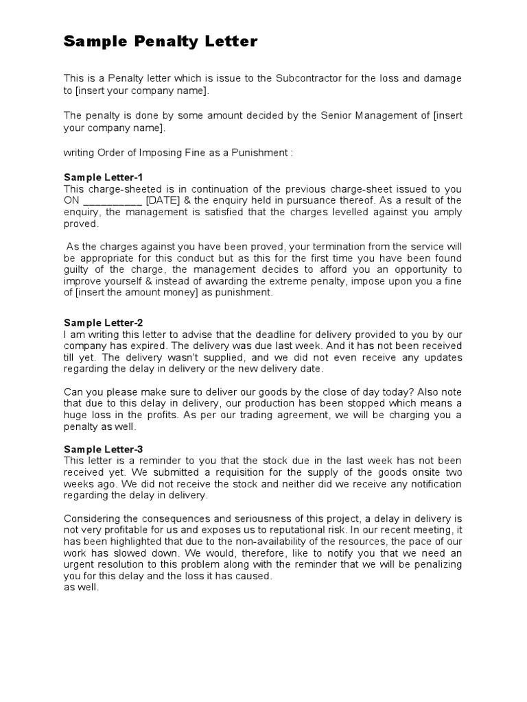 Sample Penalty Letter | PDF