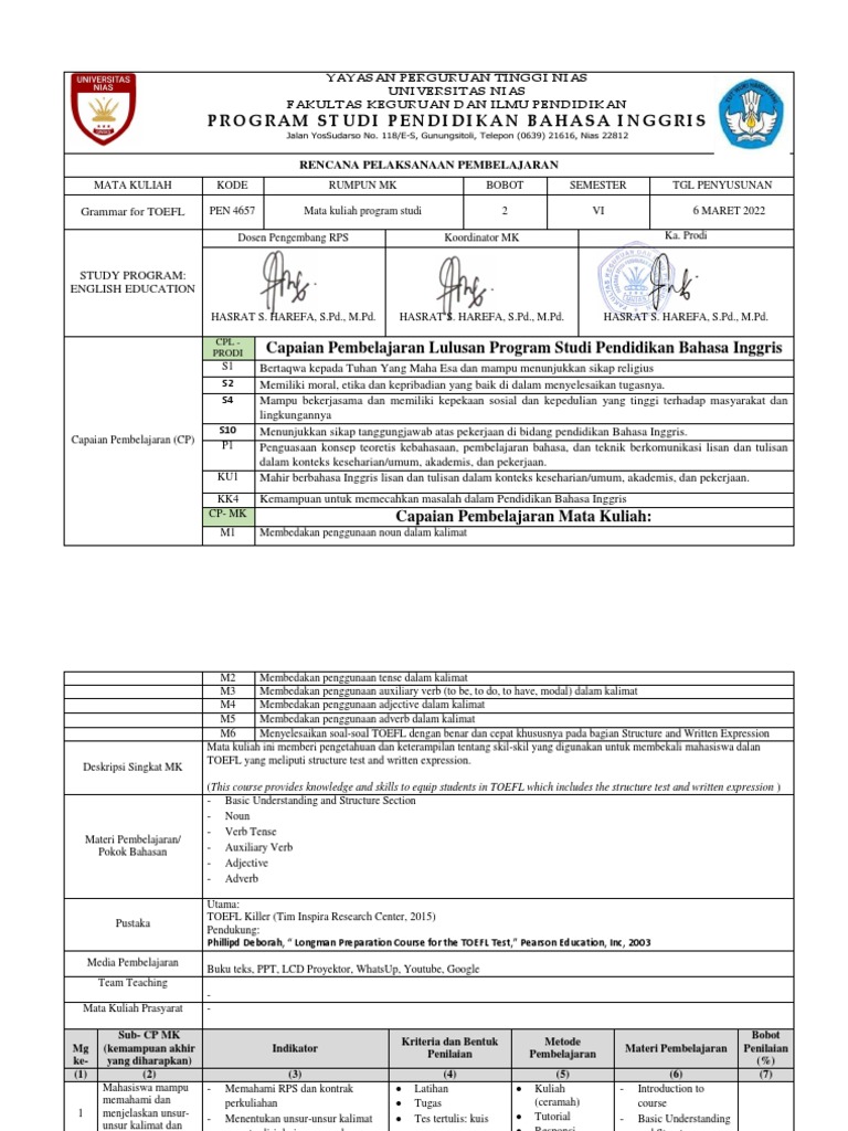 RPS Grammar For Toefl | PDF