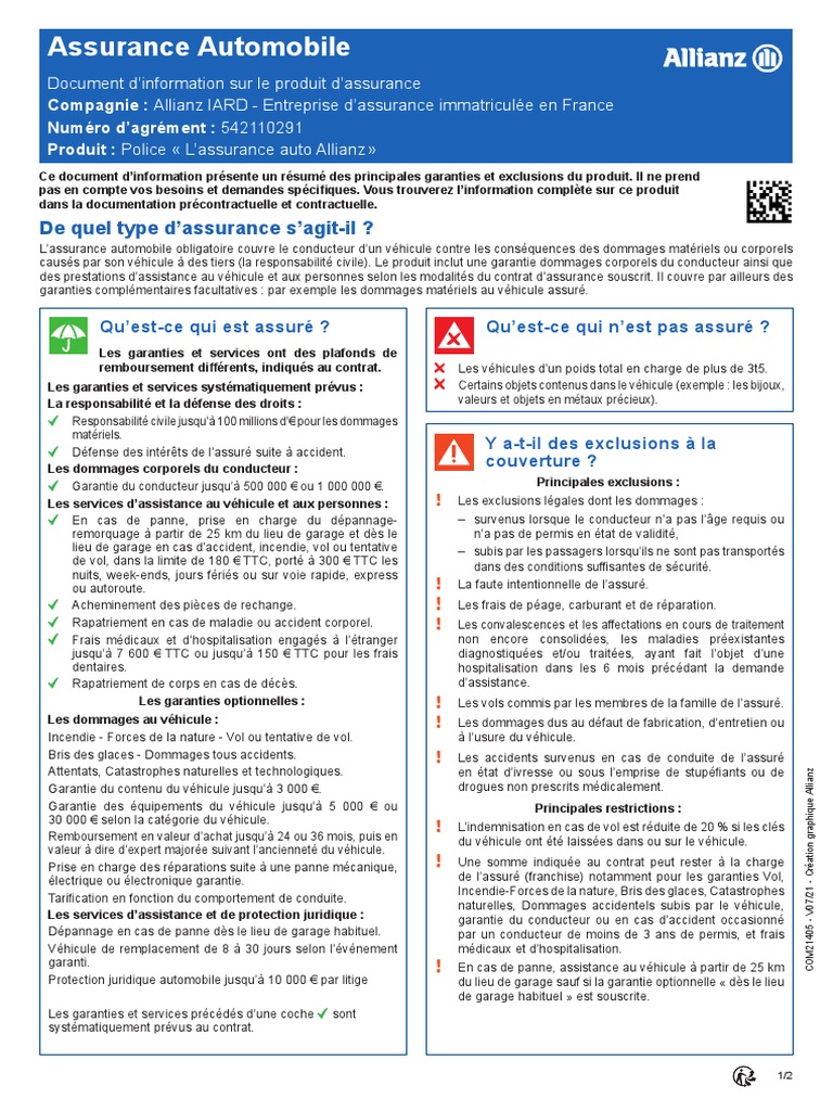Fiche Informative | PDF | Assurance | Assurance automobile