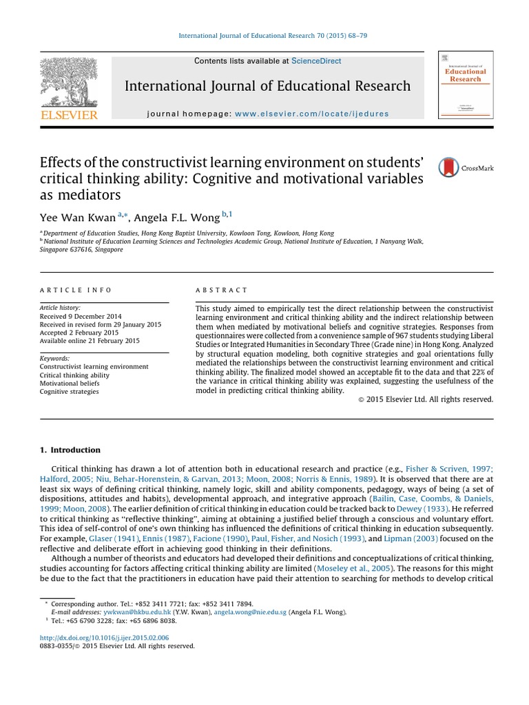 Constructivism and Critical Thinking | PDF