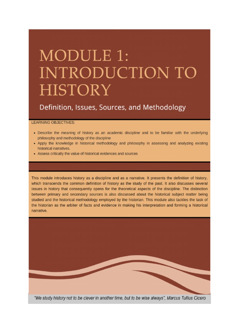 MODULE 1 Introduction To History | PDF | Methodology | Historian