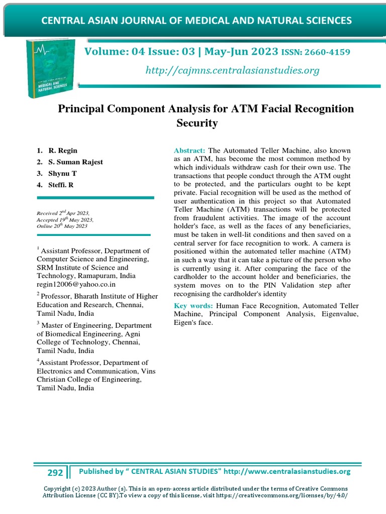 Principal Component Analysis For ATM Facial Recognition Security | PDF | Python (Programming ...