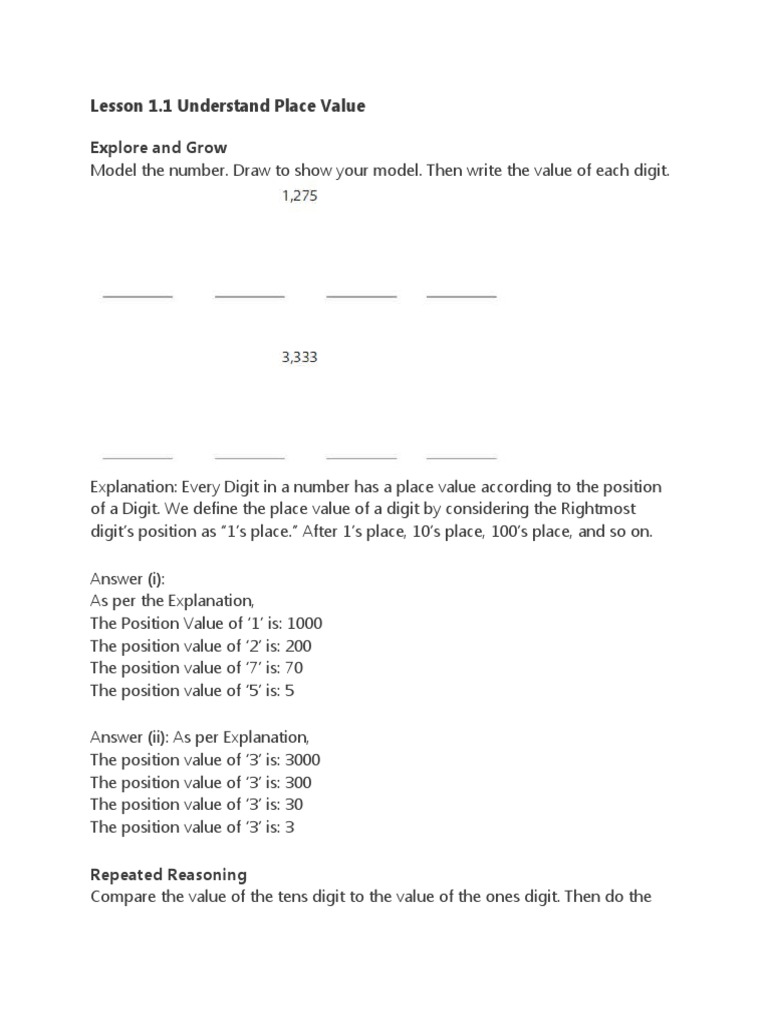 Grade4-Lesson 1 PlaceValue | PDF | Saturn | Jupiter