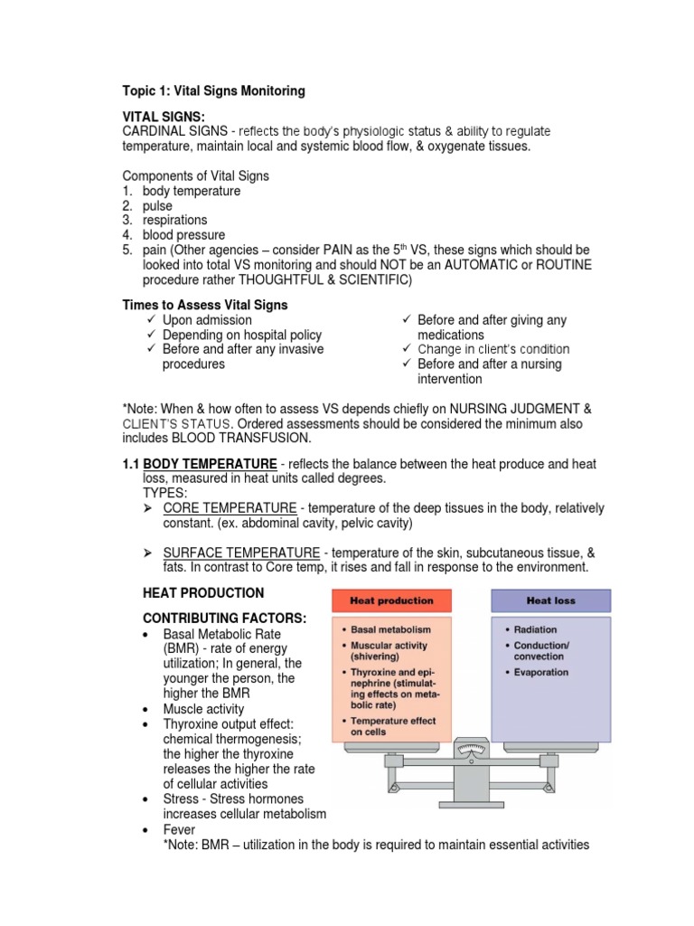 Vital Signs and Temperature Monitoring | PDF