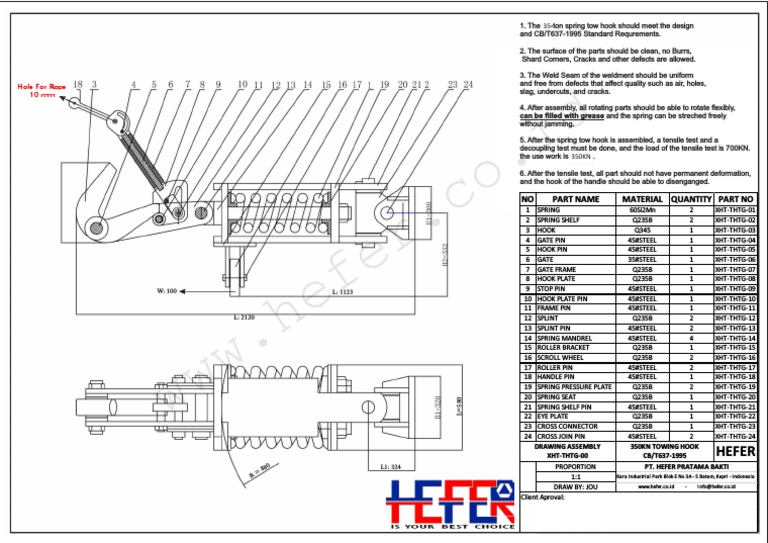 350KN Towing Hook Assembly Drawing | PDF