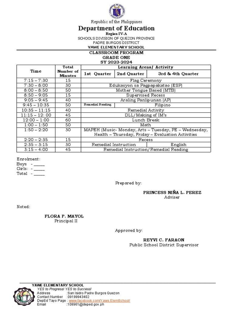 Class Program Sy23-24 - To Approve | PDF