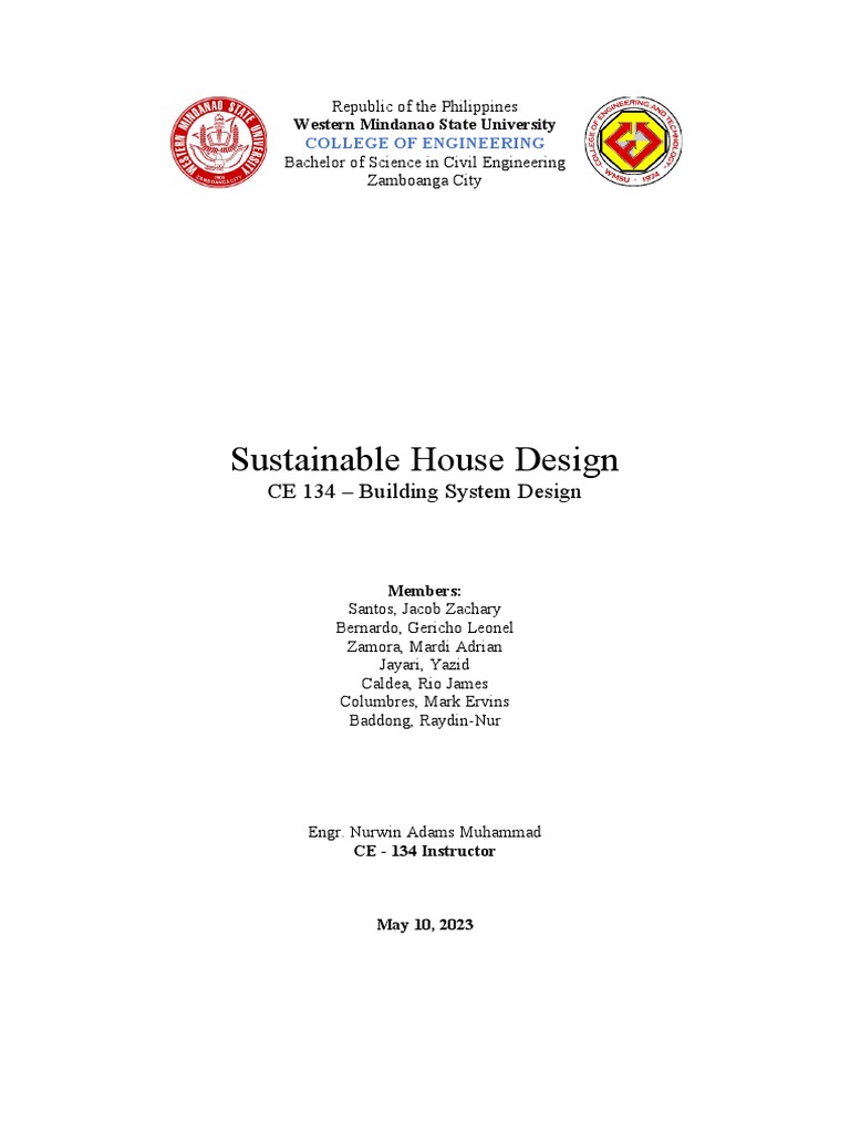 Ce 134 - Project 2 - Sustainable House Design - Bsce 3B 1 | PDF | Green ...