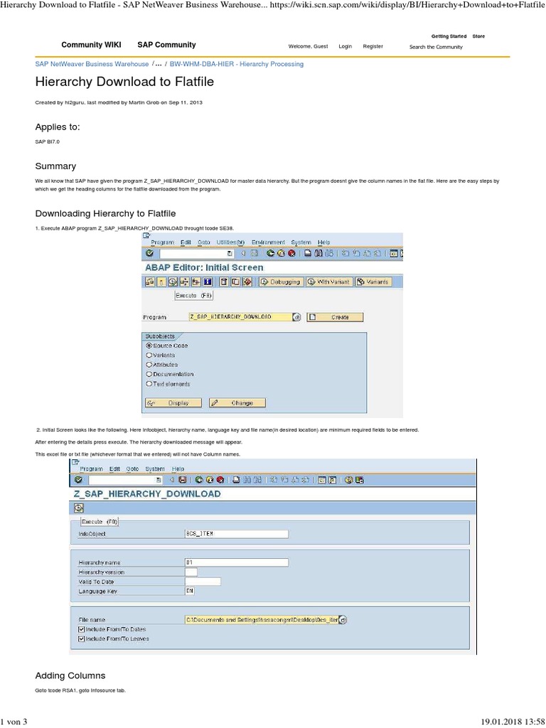Hierarchy Download To Flatfile - SAP NetWeaver Business Warehouse - SCN ...