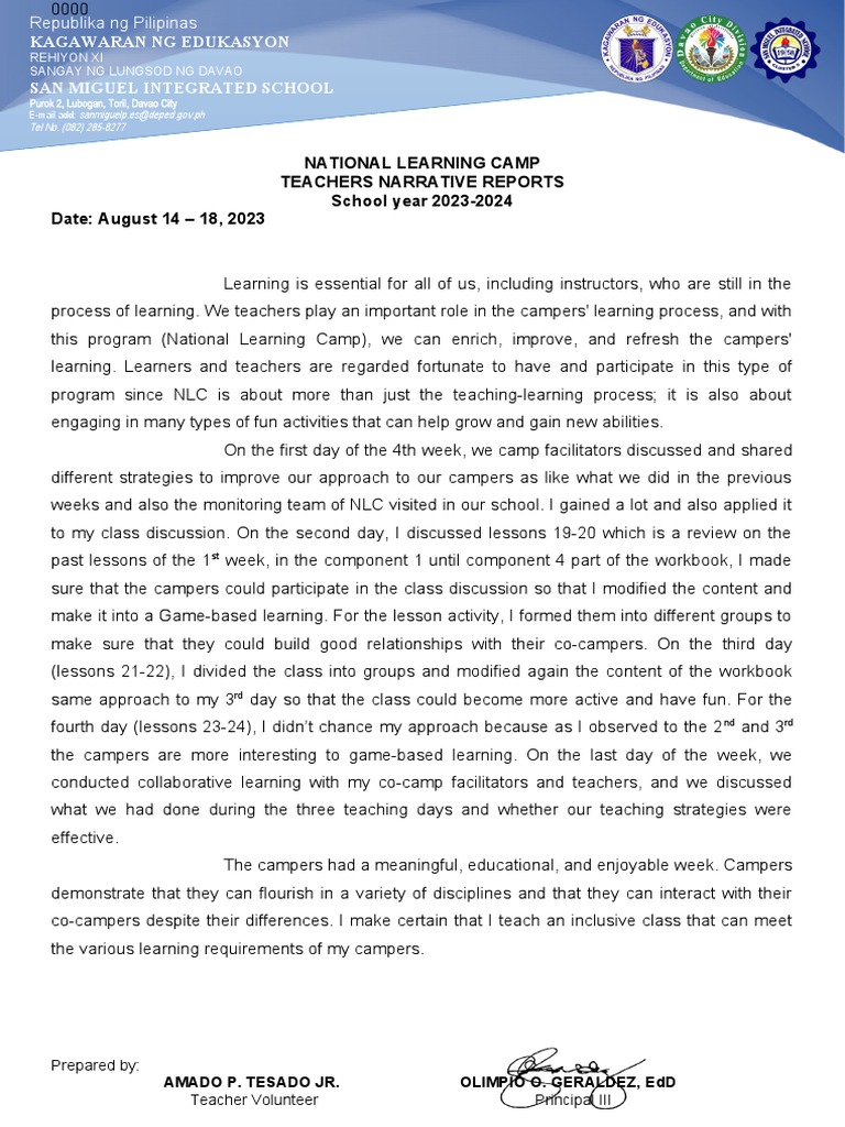 4th Week Narrative | Download Free PDF | Behavior Modification | Cognitive Psychology