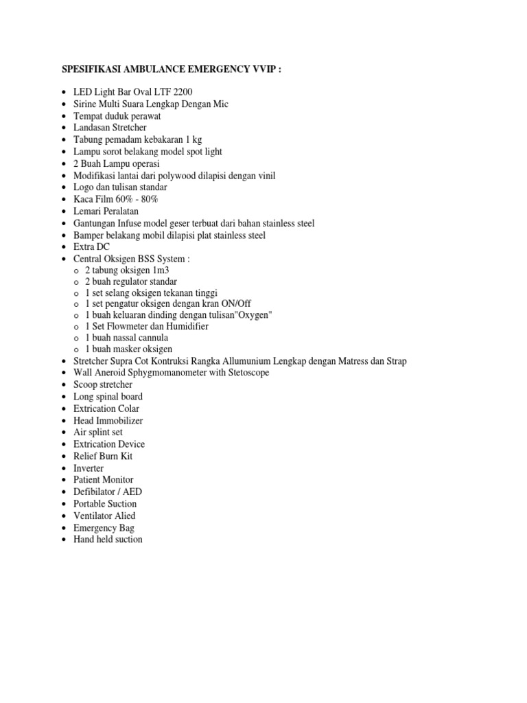 Spek Emergency Vvip | PDF