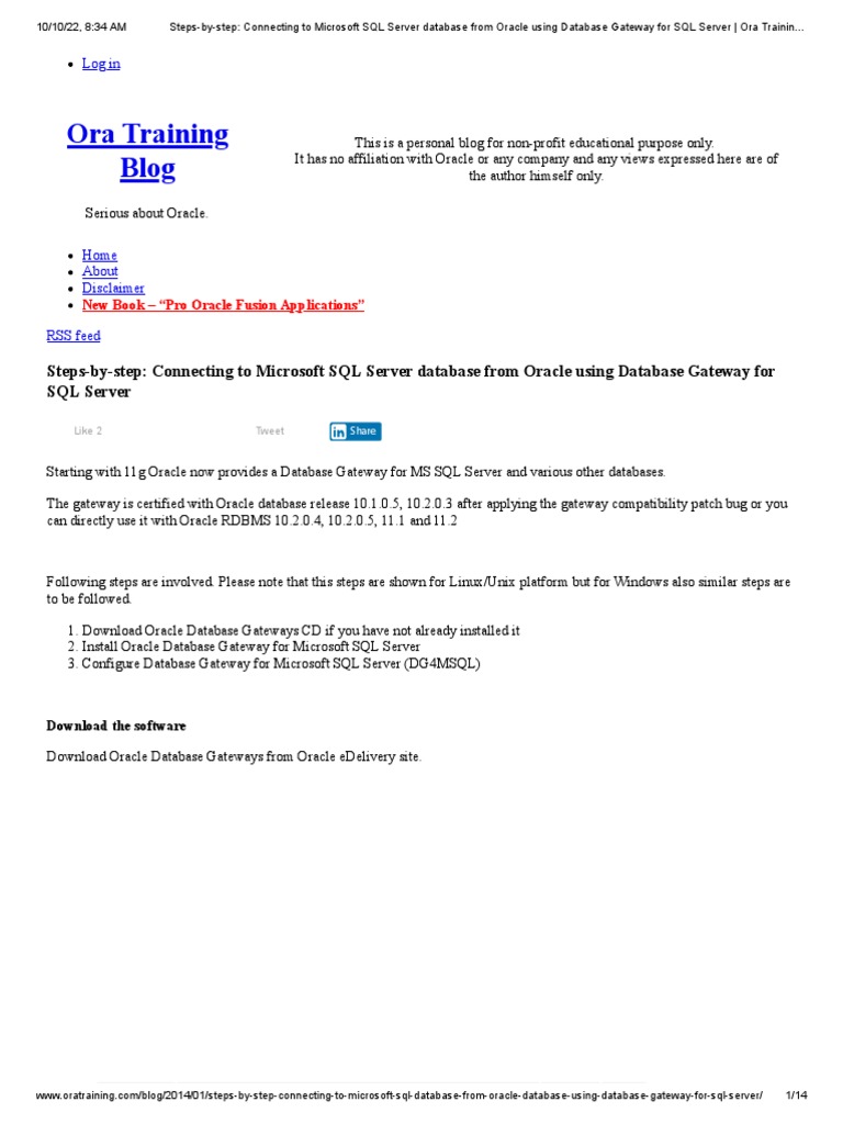 Steps-By-Step - Connecting To Microsoft SQL ServerfromOra | PDF Steps-By-Step - Connecting To Microsoft SQL ServerfromOra | PDF