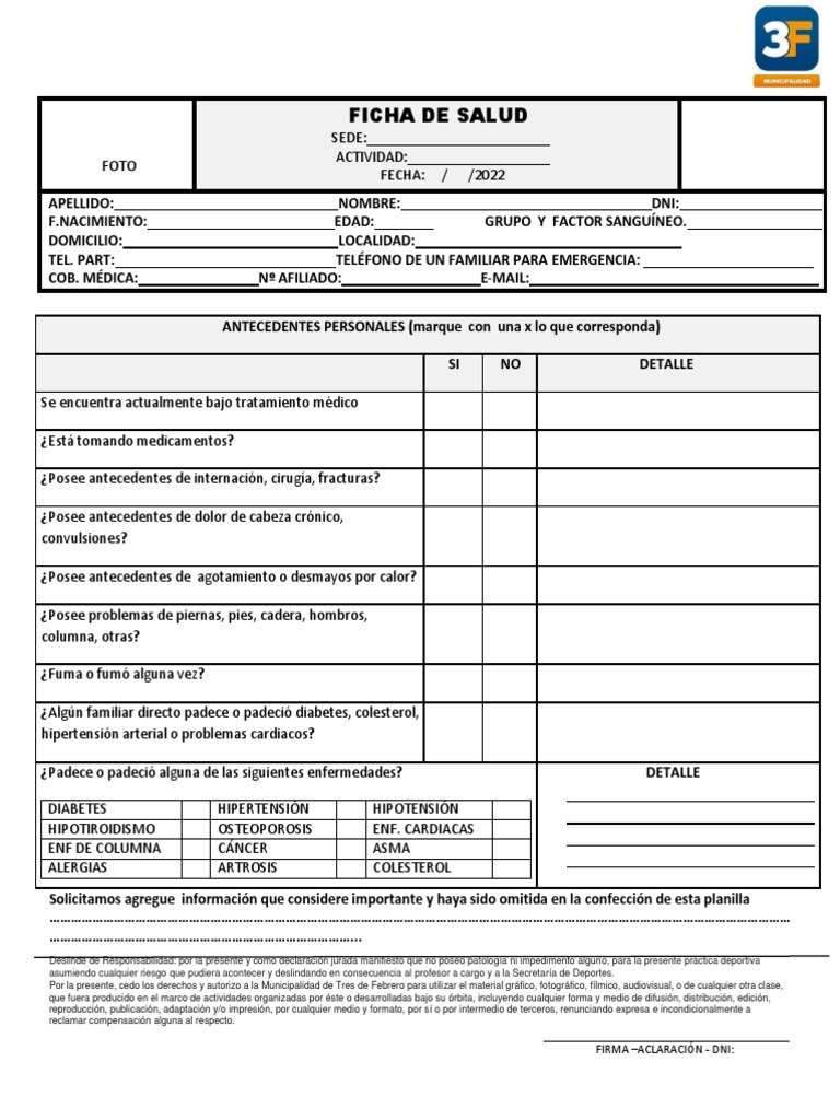 Ficha de Salud 2022 | PDF