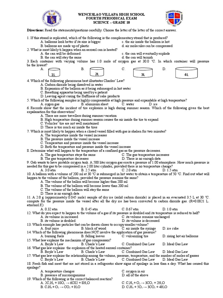 4TH Science 10 Exam | PDF