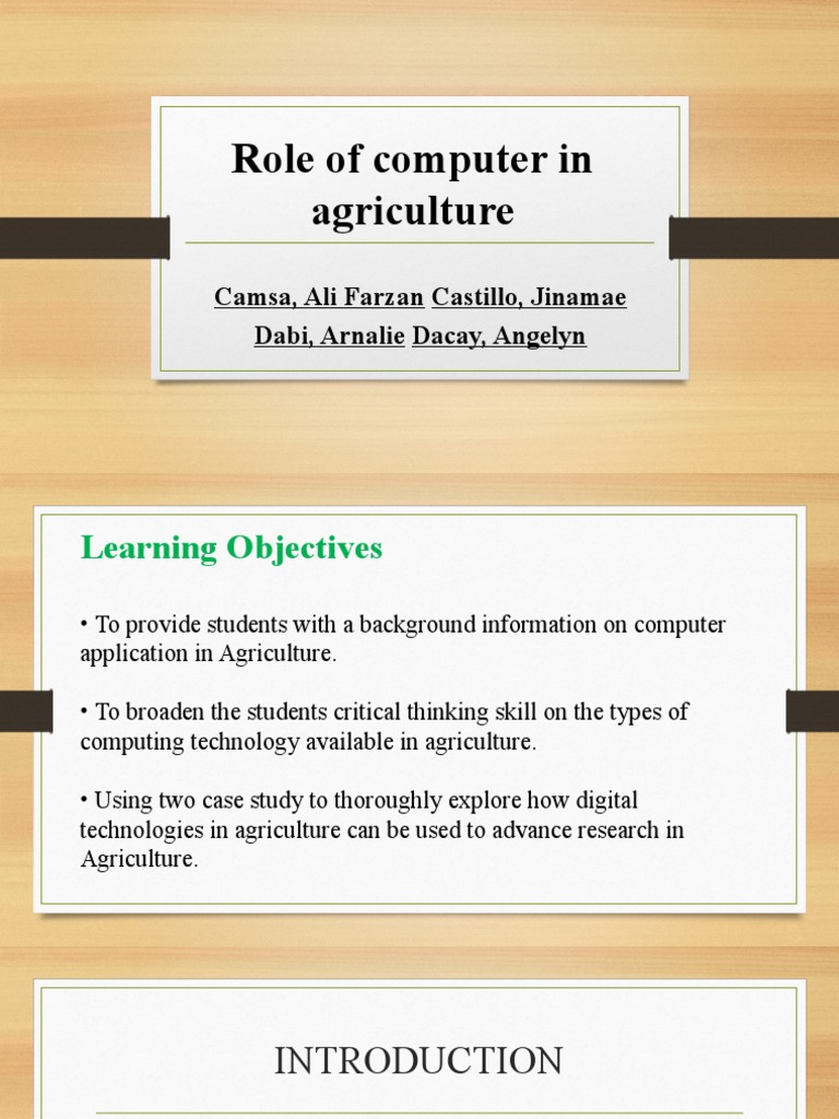 Role of Computer in Agriculture | PDF