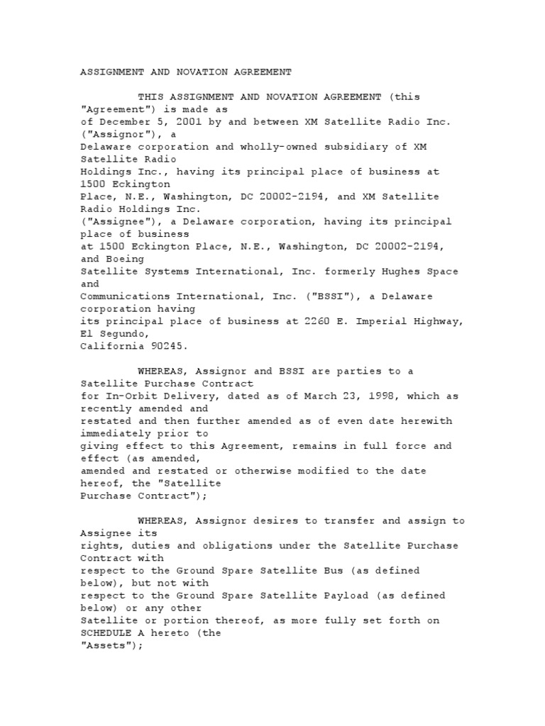 ASSIGNMENT AND NOVATION AGREEMENT-sample | PDF