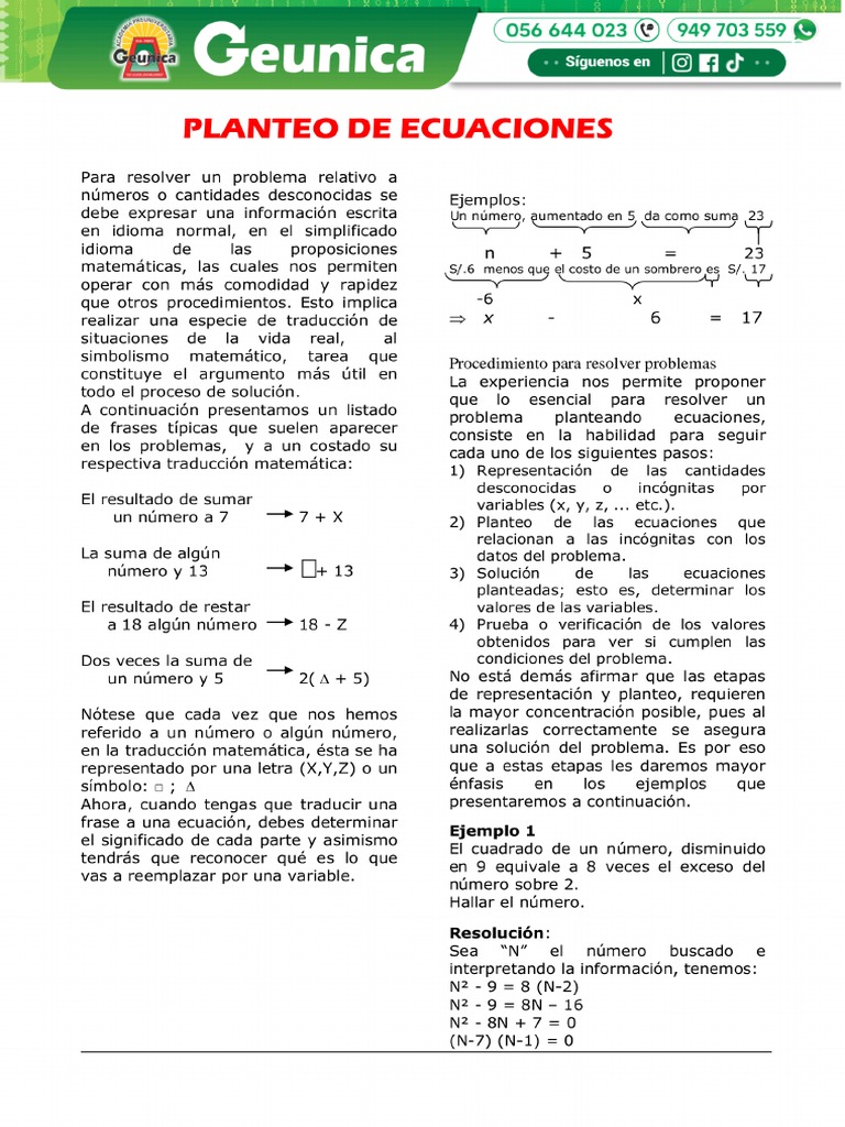 RM Planteo de Ecuaciones PDF | PDF RM Planteo de Ecuaciones PDF | PDF