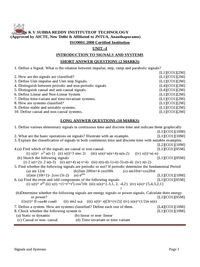 SS-Question-Bank - ECE R20 FEROZ | PDF | Discrete Time And Continuous Time | Applied Mathematics