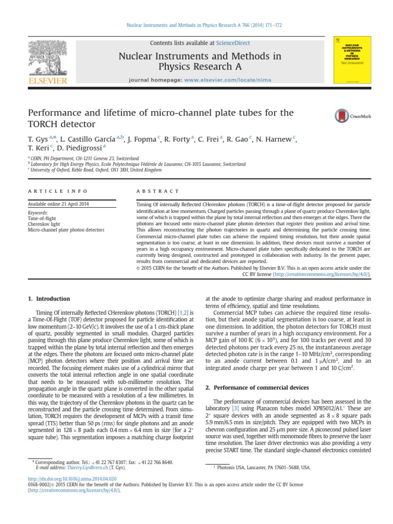 Performance and Lifetime of - 2014 - Nuclear Instruments and Methods in ...