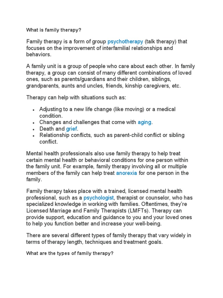 What Is Family Therapy | PDF