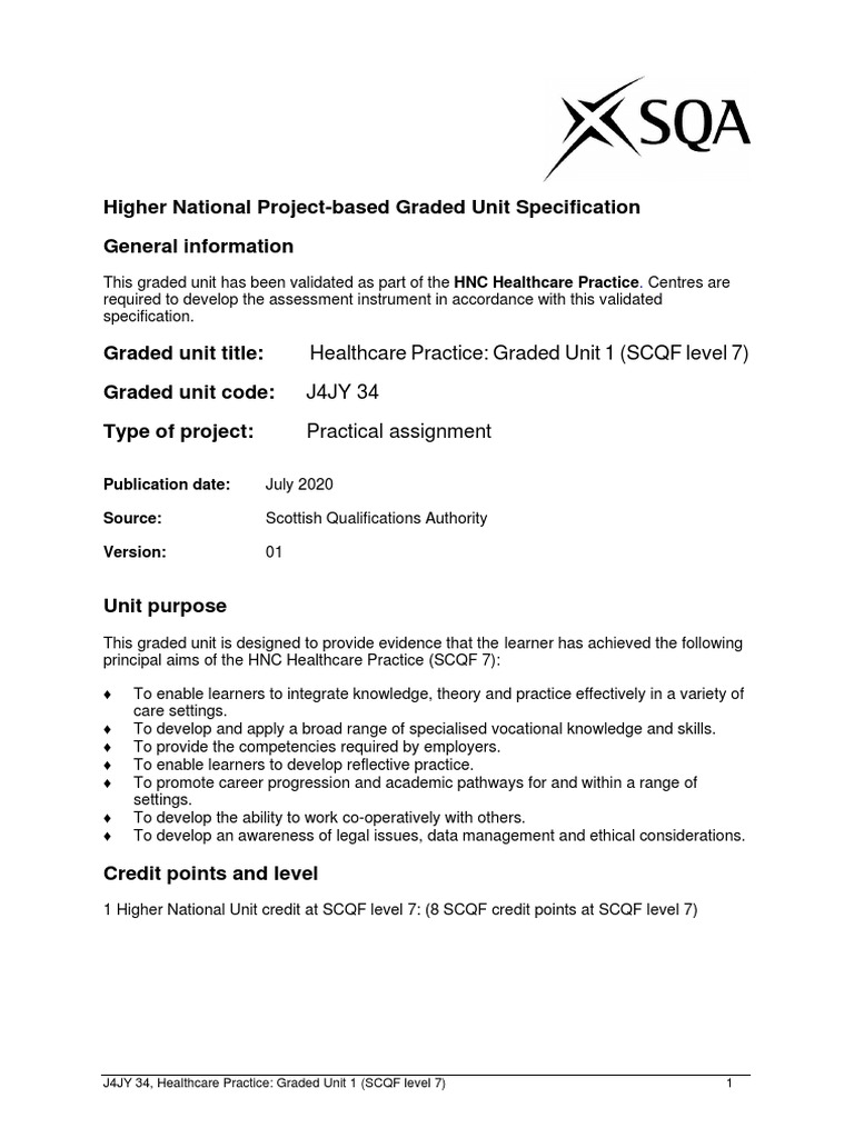 Healthcare Practice - Graded Unit 1 (SCQF Level 7) | PDF | Learning | Health Care