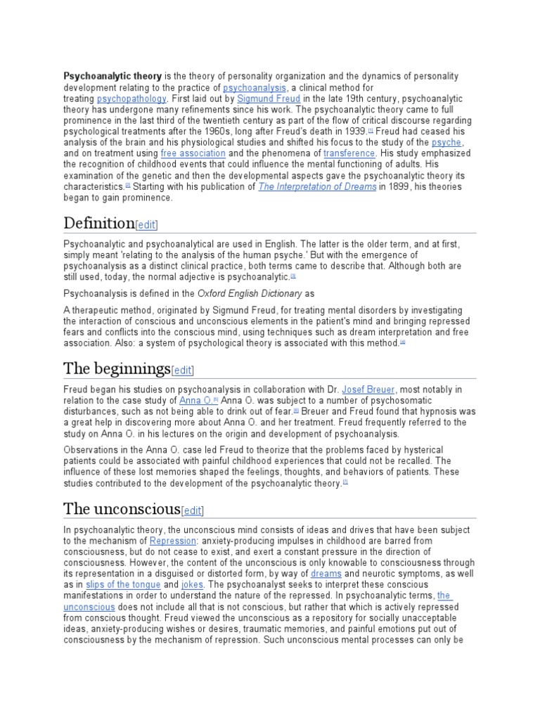 Psychoanalytic Theory | PDF | Id | Psychoanalytic Theory