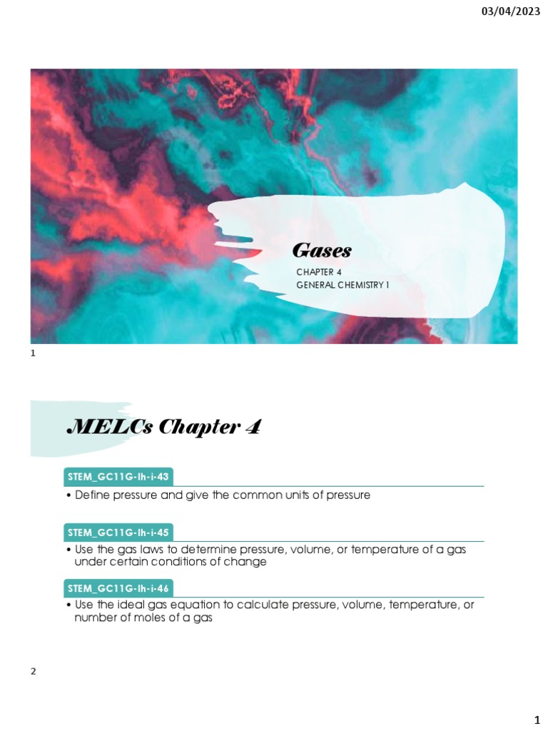 Chapter 4 in Gen Chem 1, Gases | PDF