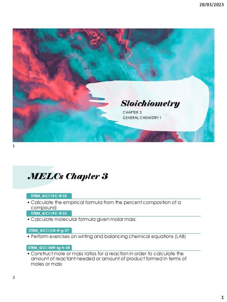 Chapter 3 in Gen Chem 1, Stoichiometry | PDF | Stoichiometry | Chemical ...
