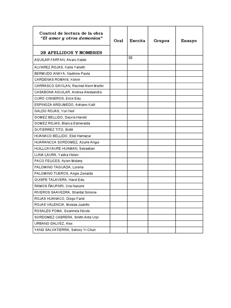 Ficha de Control de Lectura | PDF