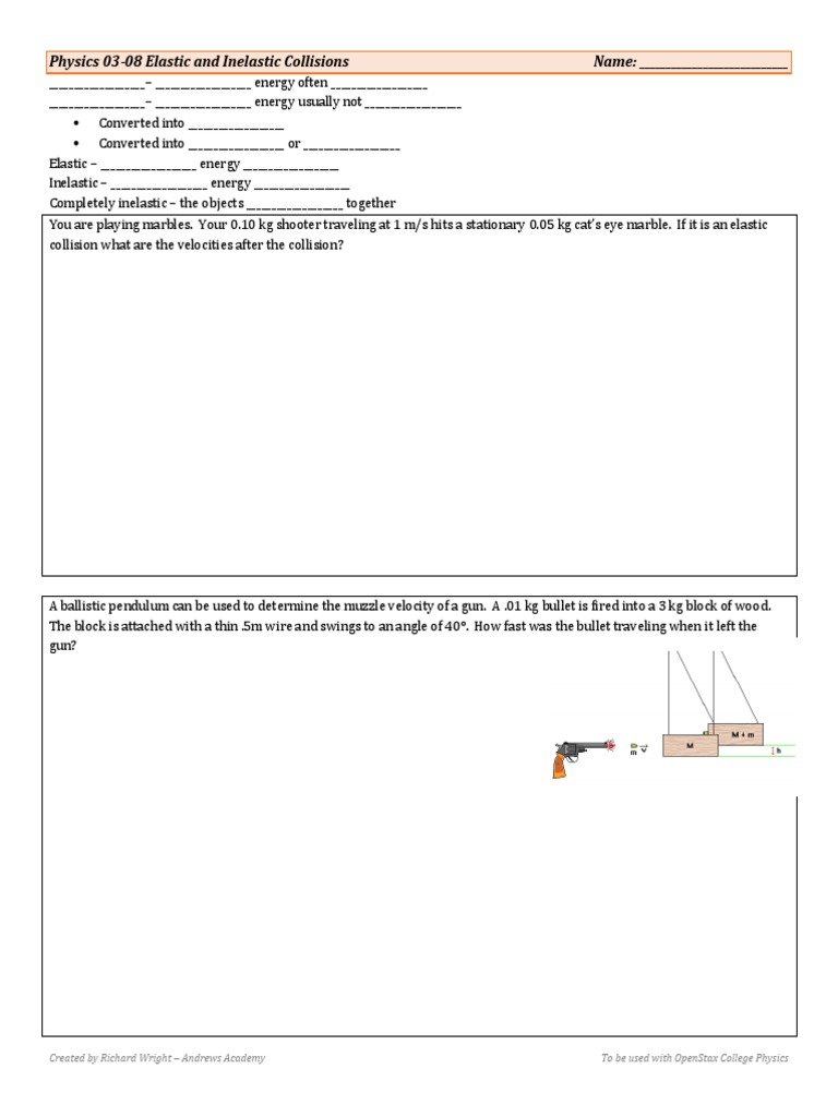 313 - Physics 03-08 Elastic and Inelastic Collisions | PDF | Collision ...
