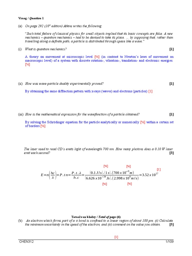 CHEN312, Jun 2017, Memo | PDF | Physics | Physical Sciences