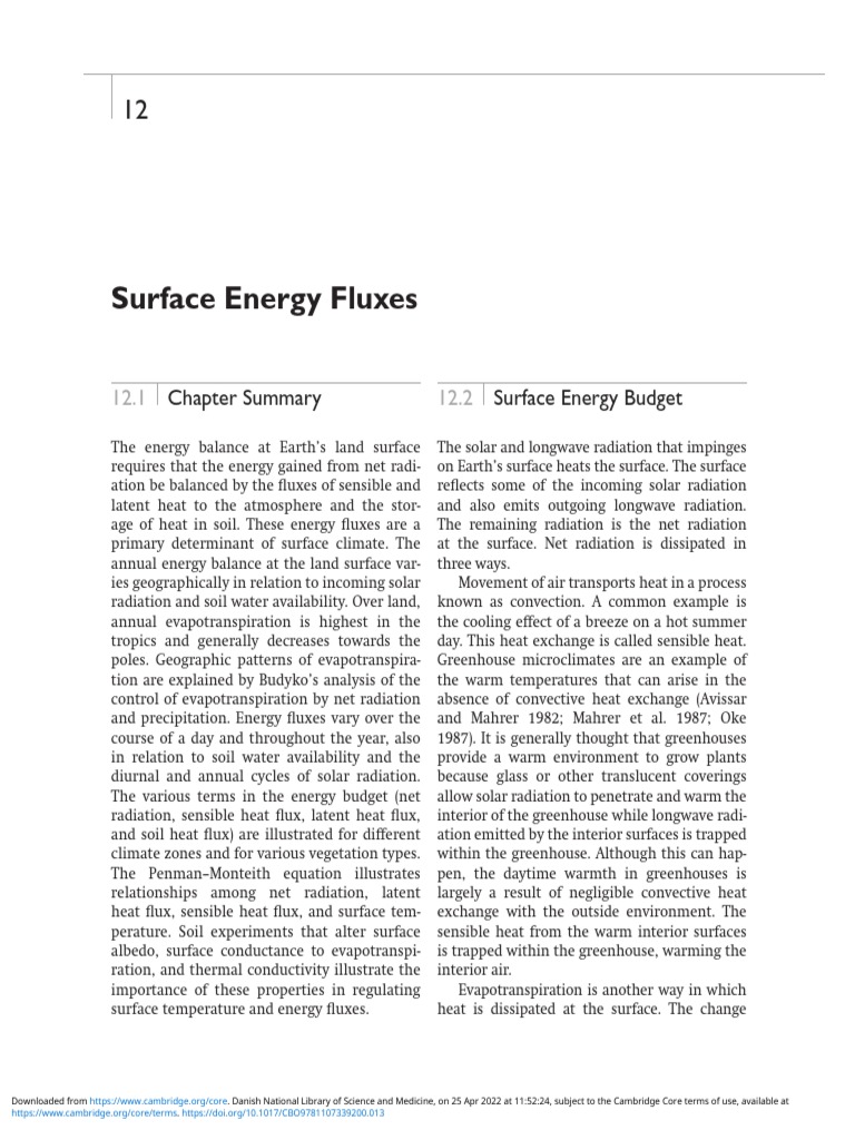 Kap 12 Surface Energy Fluxes Pdf