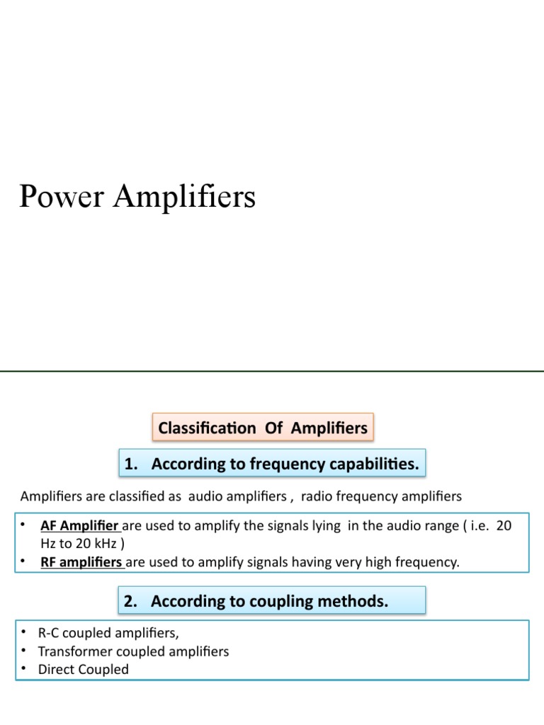 Classification of Power Amplifiers | PDF | Amplifier | Electrical ...