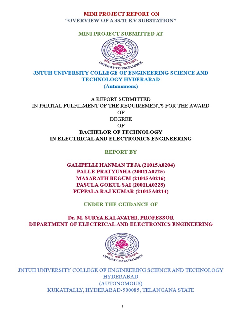 Final Report Organized | PDF | Electrical Substation | Transformer