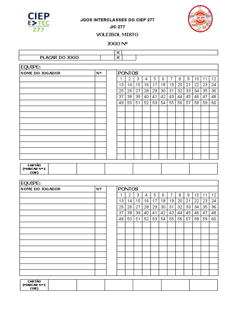 Resultados do Voleibol Misto JIC 277 | PDF