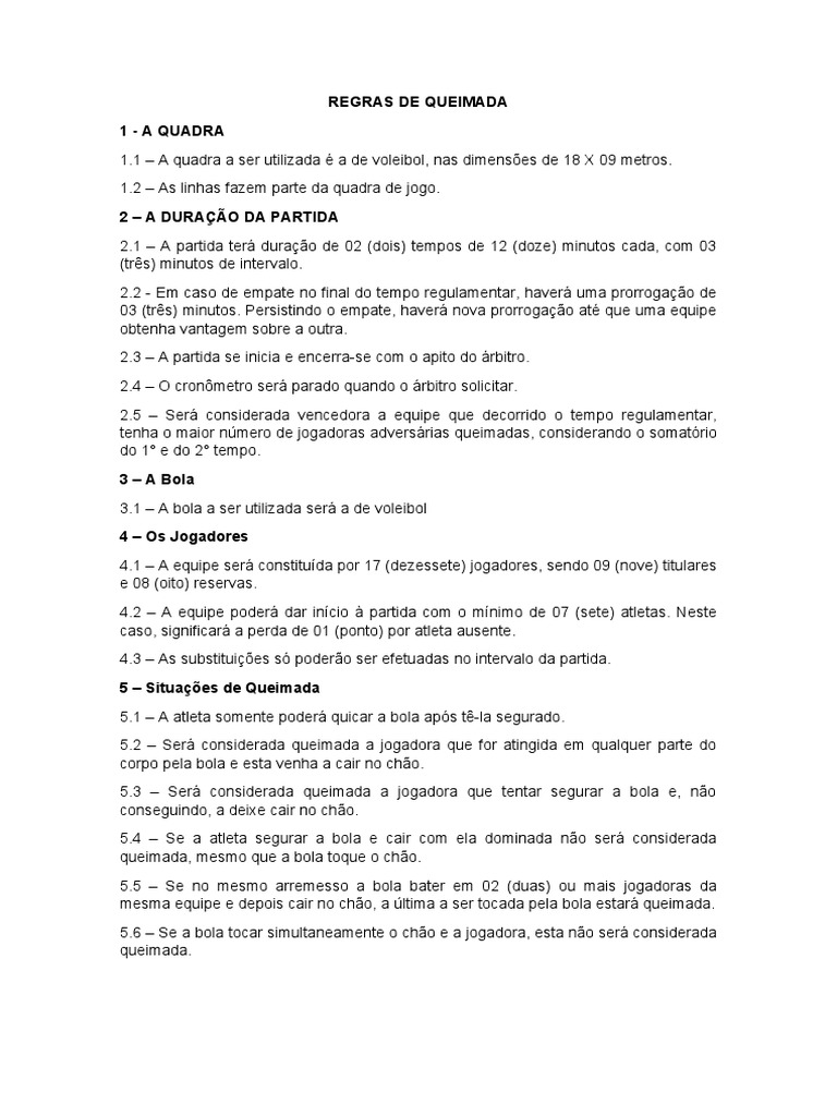 Regras de Queimada | PDF