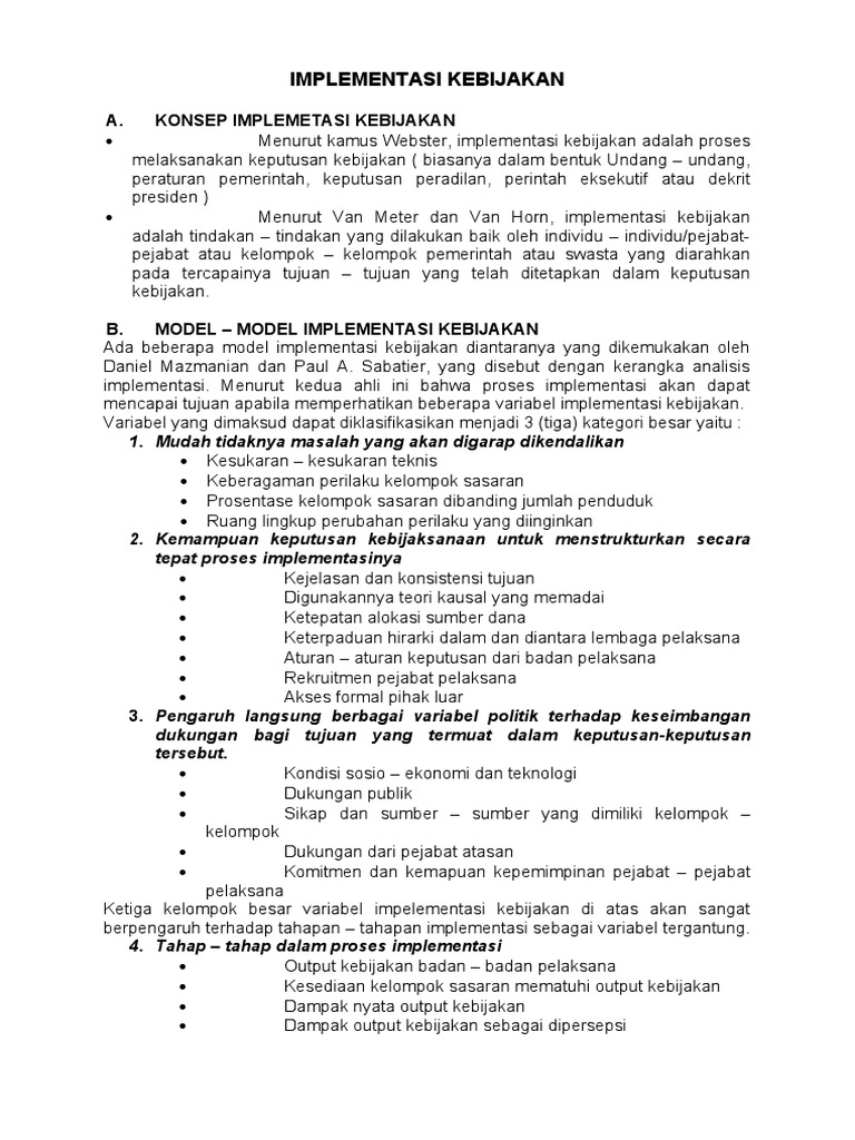 Model Implementasi Kebijakan Publik | PDF