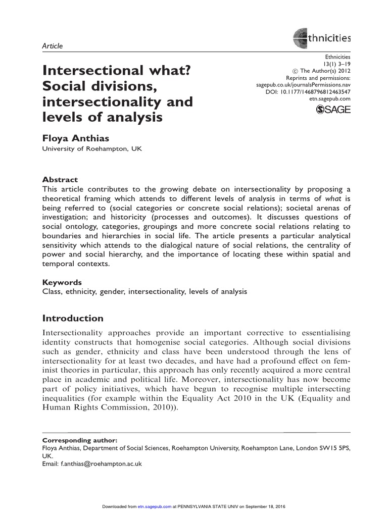 Anthias Intersectional What | PDF | Intersectionality | Gender