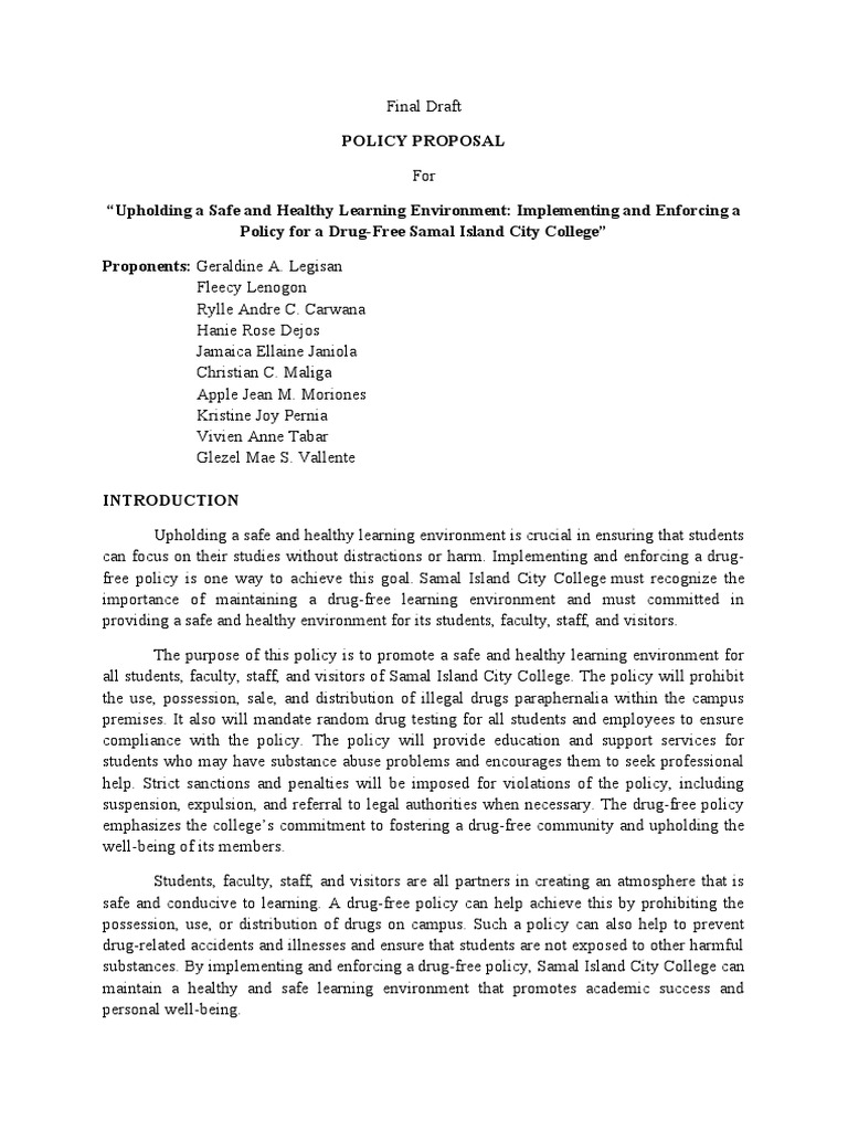 Drug Free Policy Draft | PDF