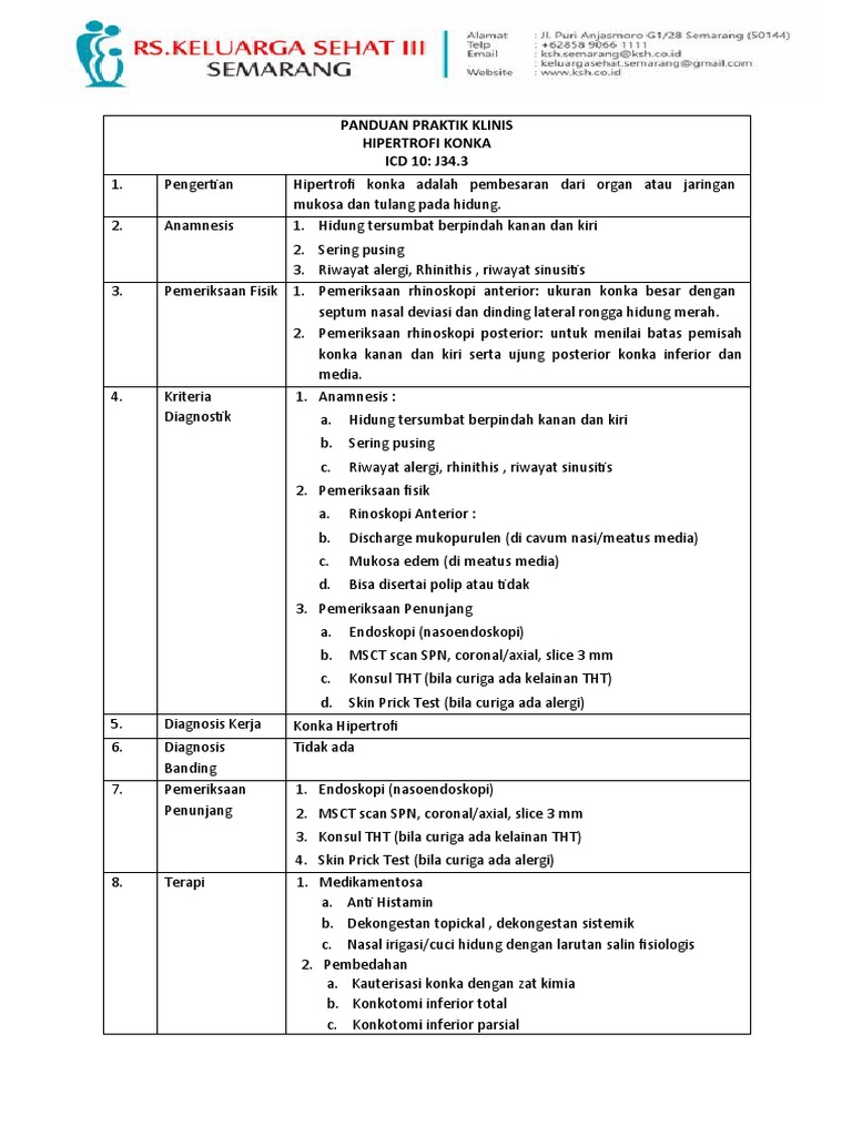 PPK THT KSH 3 Semarang 2023 - Hipertrofi Konka | PDF