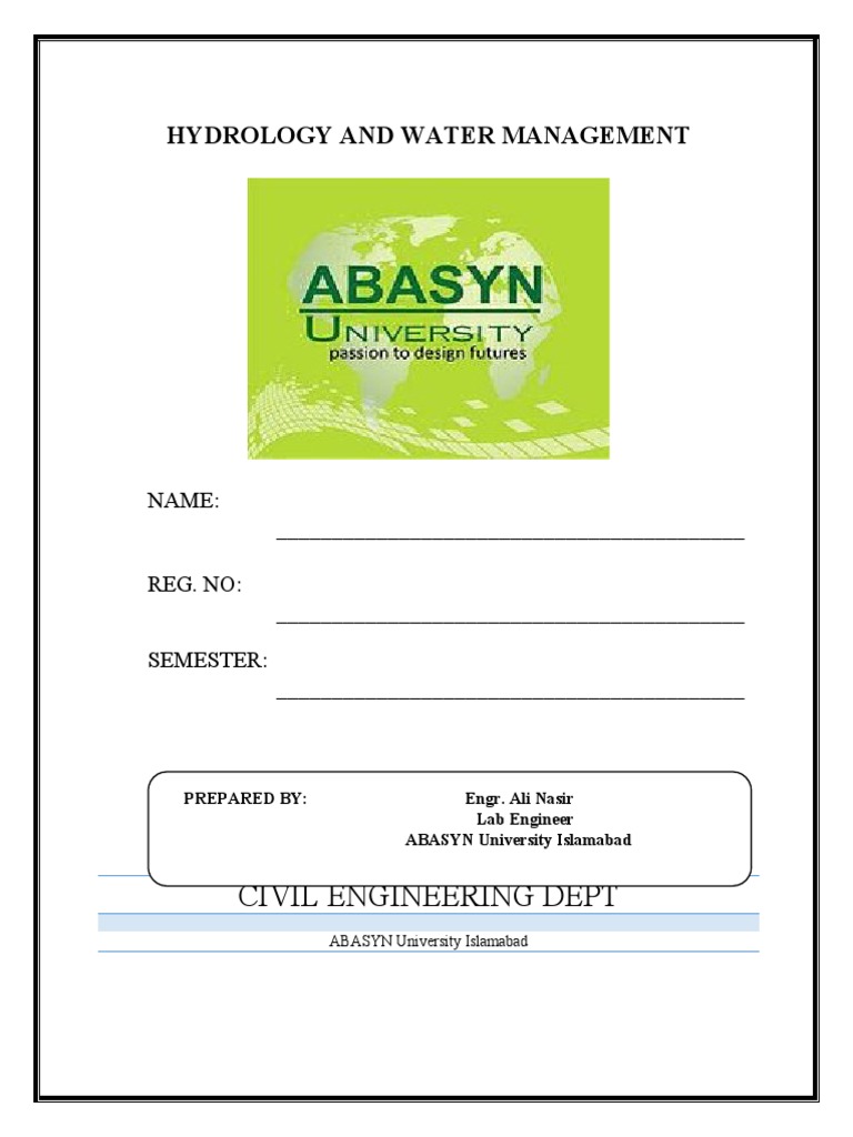 Hydrology and Water Management Abasyn (1) - 1 | PDF | Discharge (Hydrology) | Atmosphere Of Earth