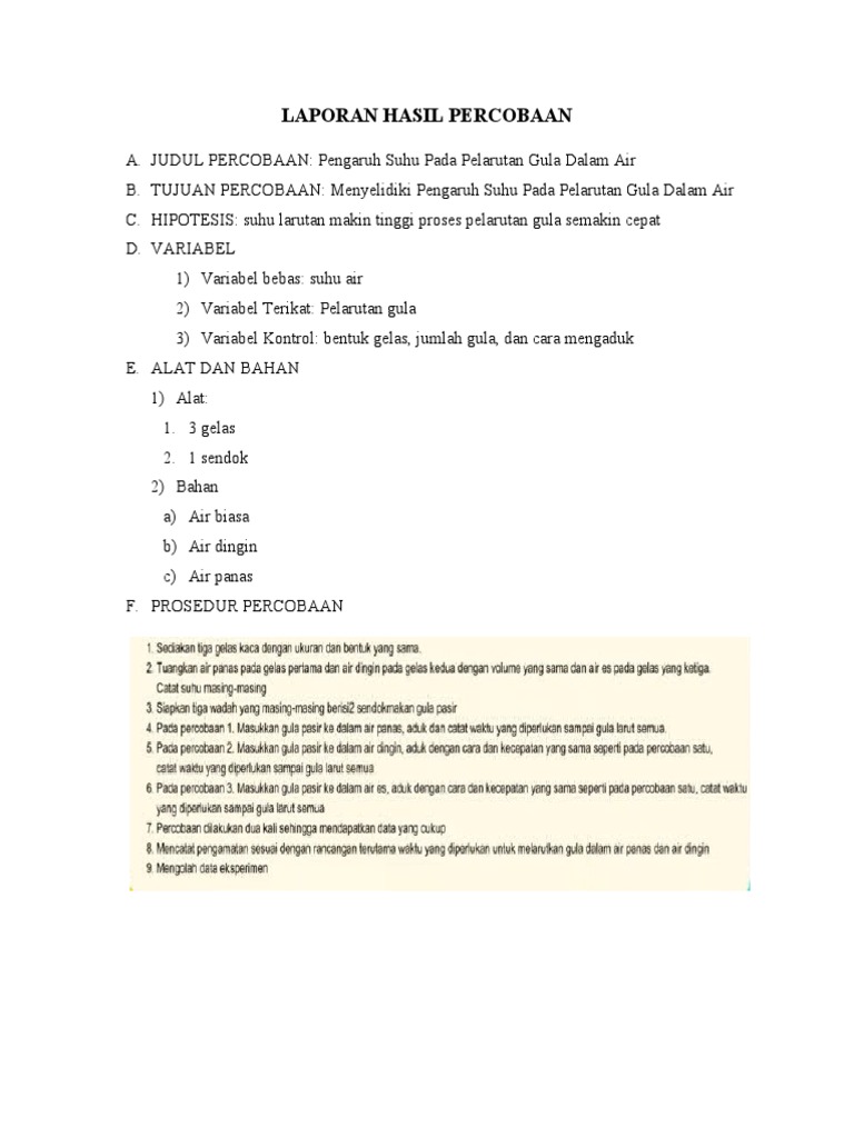 Laporan Hasil Percobaan (Contoh) | PDF