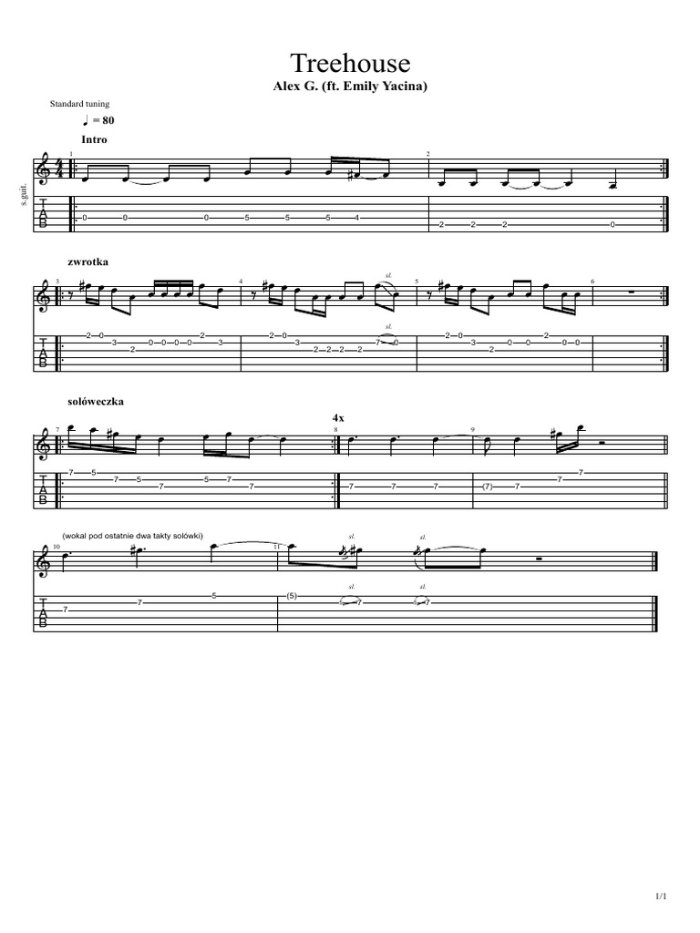 Guitar Tab for "Treehouse" | PDF