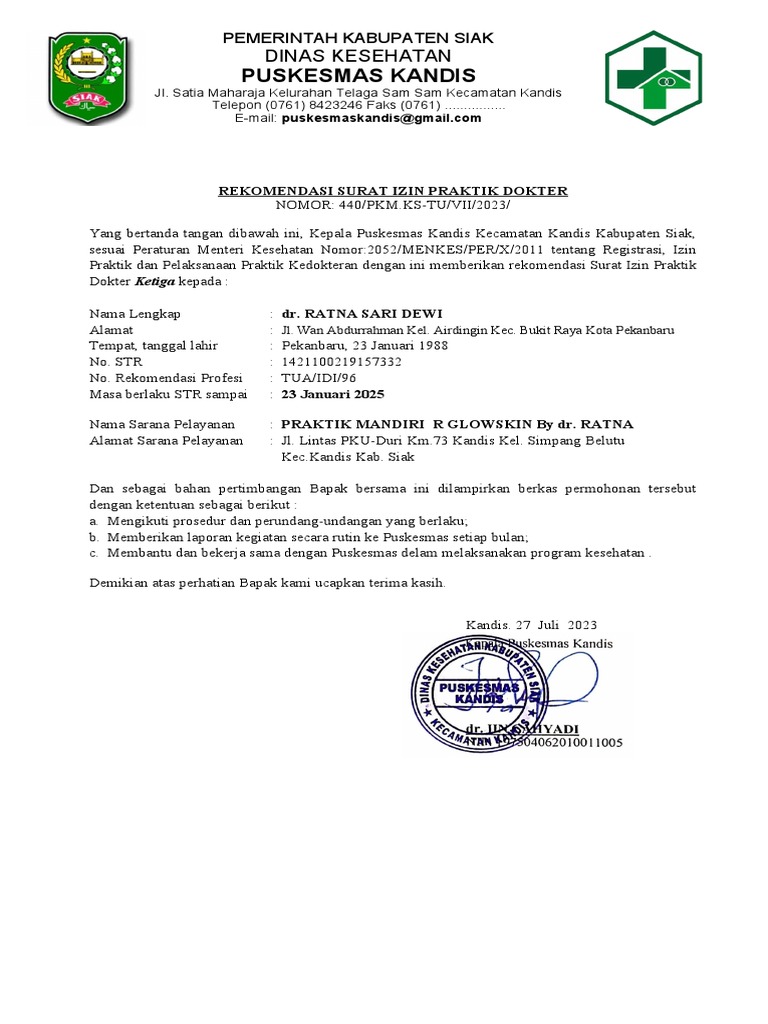 Surat Izin Praktik Dokter (Sip) Mandiri Baru | PDF
