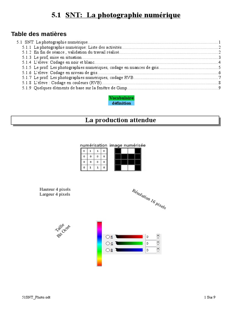 Photographie Numérique : Concepts et Codage | PDF | Image numérique ...