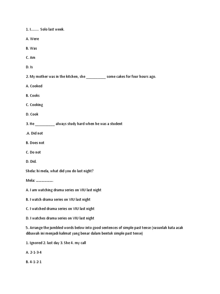 SOAl Simple Past Tense | PDF